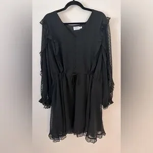 Time and Tru | Dresses | Time And Tru Black Ruffled Vneck Dress Size ...